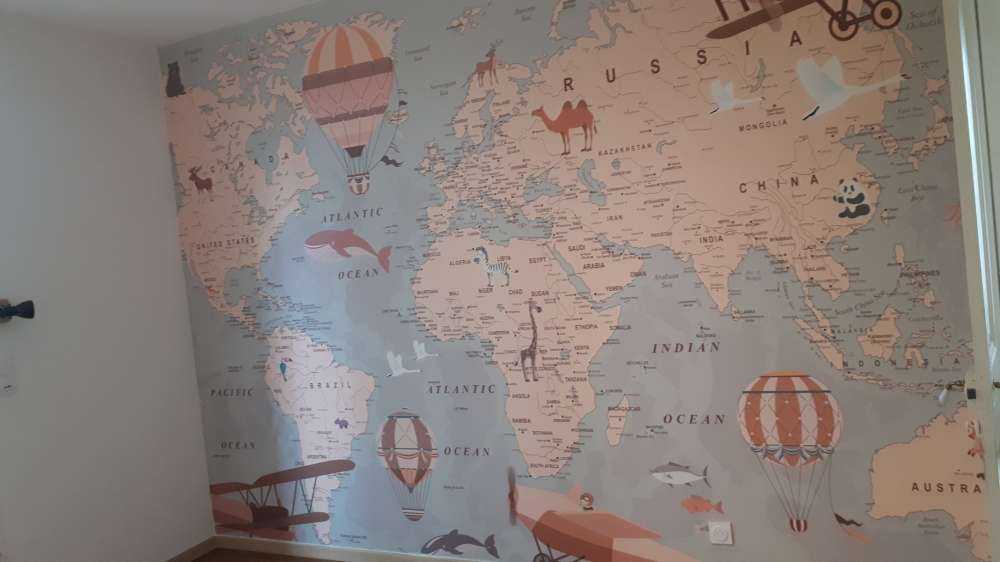 Beige world map - Photo Wallpaper