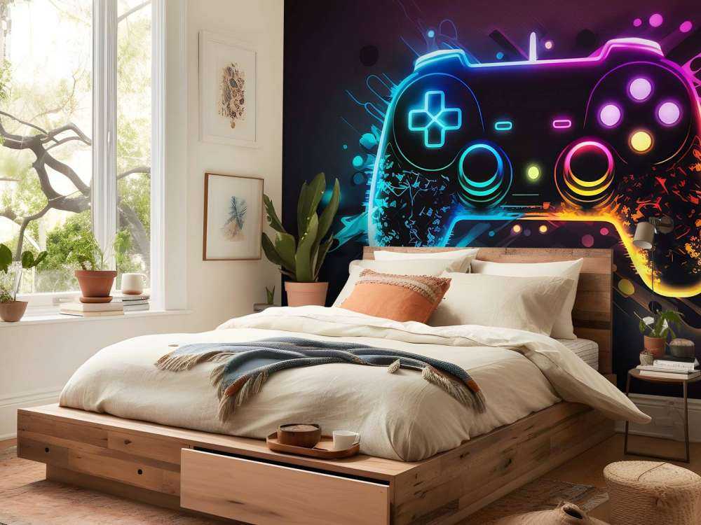 Wall Mural - Neon Gaming Explosion - Wallpaper