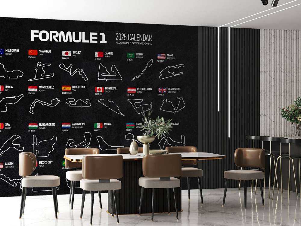 Wallpaper Mural - Formula 1 2025 - Data map - Wallpaper Murals