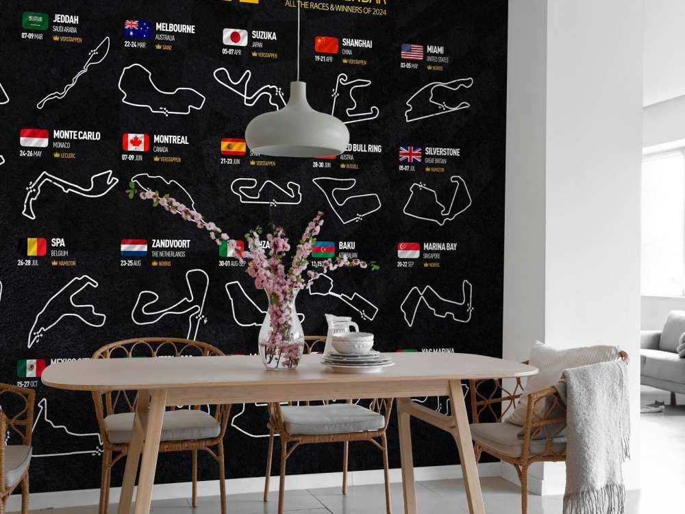 Wallpaper Mural - Formula 1 2024 - Winners map - Wallpaper Murals