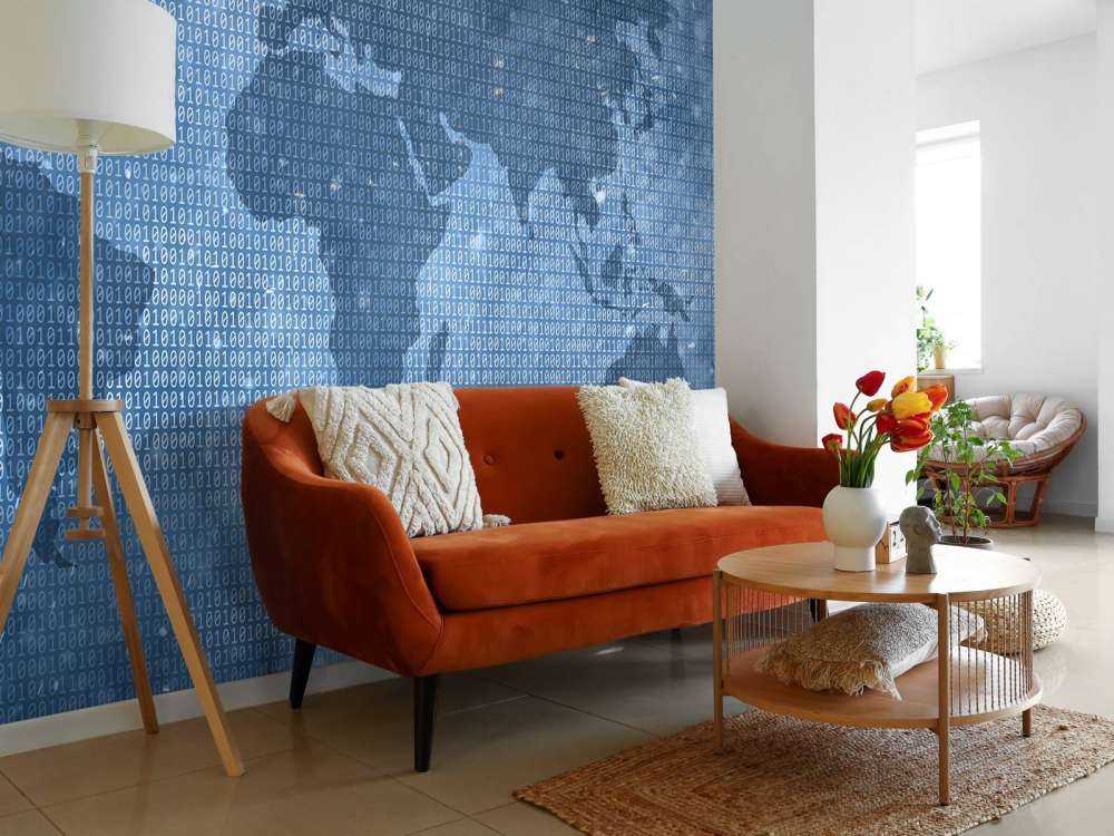 Wallpaper Mural - Binary world map - Photo Wallpaper